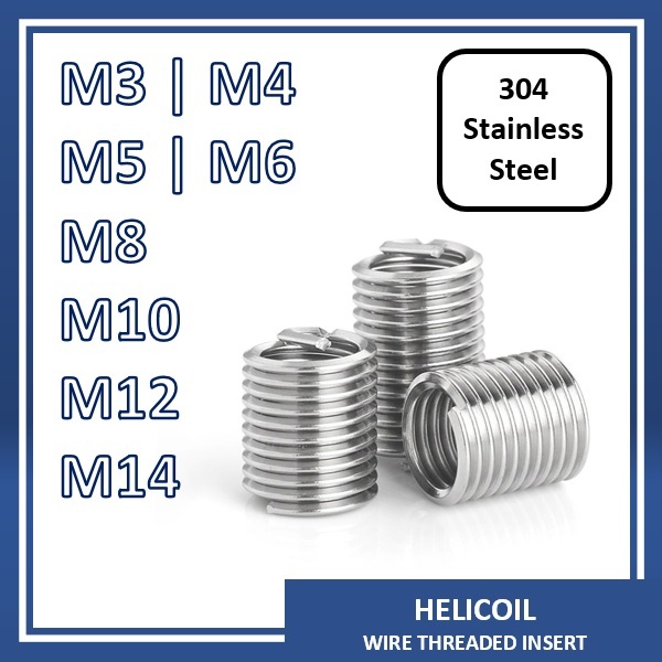 [ JayaBio ] Helicoil M3 M4 M5 M6 M8 M10 M12 304 Stainless Steel Thread ...