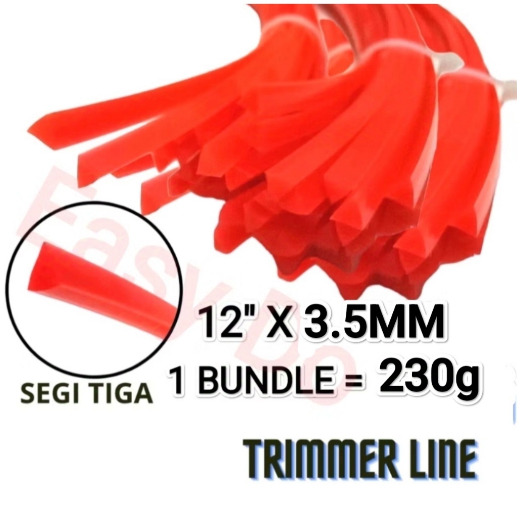 12" HEAVY DUTY TRIANGLE 3.5MM NYLON TRIMMER LINE FOR GRASS CUTTING TALI POTONG RUMPUT | Shopee ...