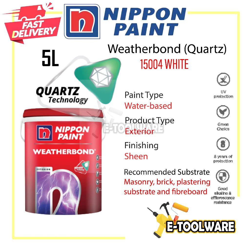5L Nippon Paint Weatherbond 15004 White (Sheen) | Shopee Malaysia