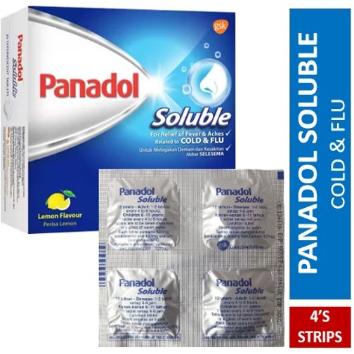PANADOL SOLUBLE 500mg LEMON FLAVOUR 4's/strip | Shopee Malaysia