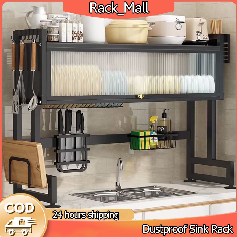 Rak Pinggan Mangkuk Bertutup Stainless Steel Dish Drainer Rack Kitchen ...