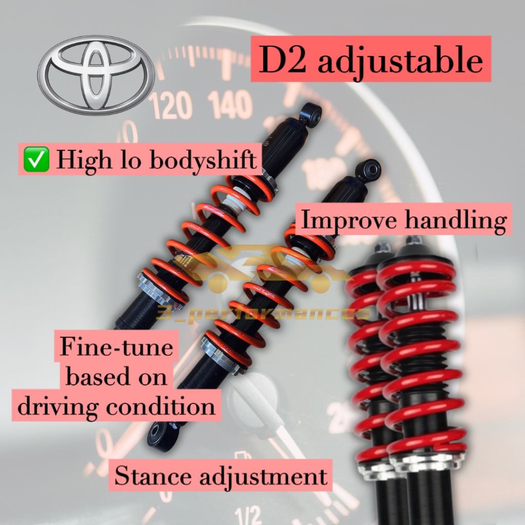 Toyota D2 High Low Bodyhift Adjustable Coilover Corolla SEG Vios Yaris ...