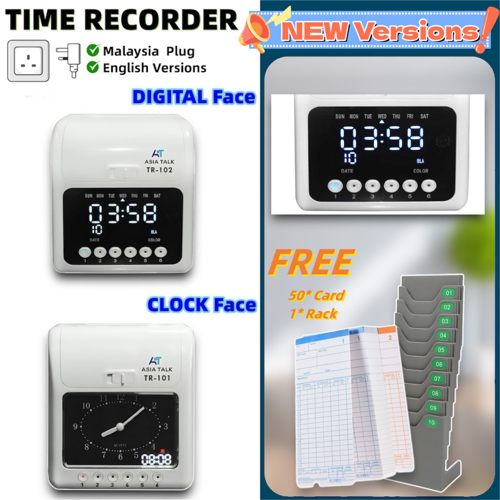 ORIGINAL ASIA TALK Punch Card Machine Attendance Machine Time Recorder ...