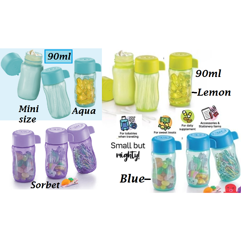 *1pc/2pcs/3pcs*Tupperware Sweet Fun Mini Eco Bottle 90ml Aqua OR Sorbet Purple 1pc/3pcs | Shopee ...