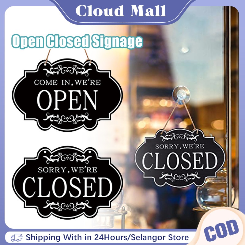 Wooden Open And Close Signage Business Double Side Open Closed Sign ...