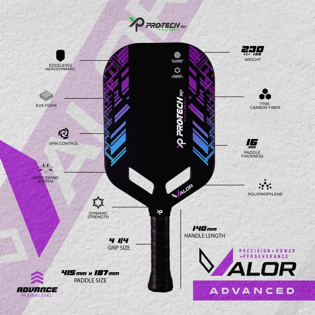 Protech XP Pickleball Paddle -"VALOR" Series (1 Paddle with Cover ...