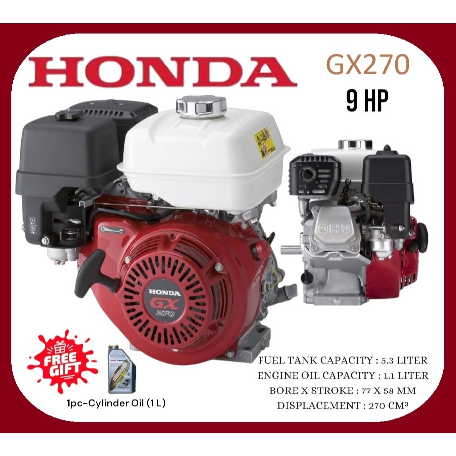 HONDA GASOLINE ENGINE GX270 (9HP/6.7KW/3600RPM) KEY WAY | Shopee Malaysia