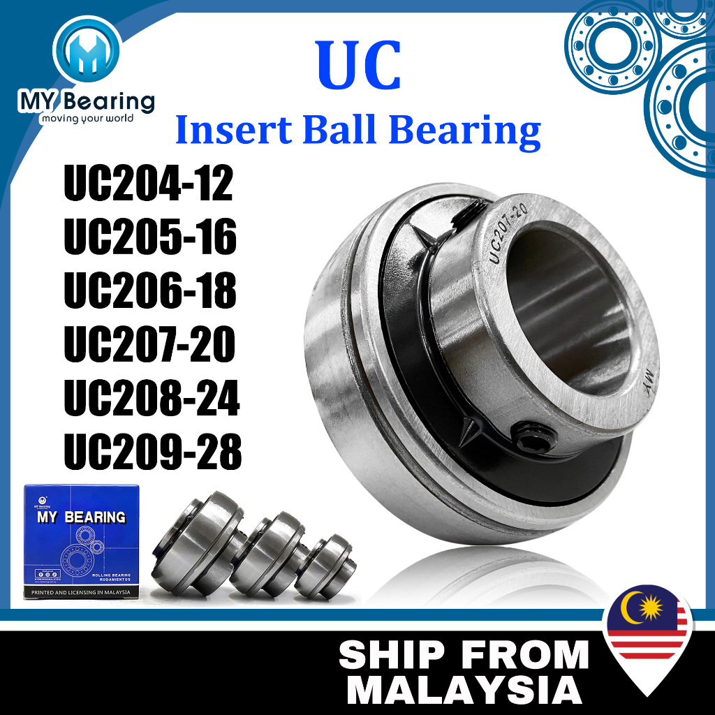 MY UC204 UC205 UC206 UC207 UC208 UC209 MM/INCH size Insert Ball Bearing | Shopee Malaysia