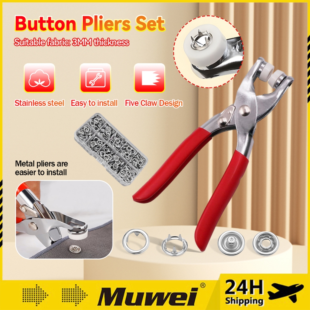 101PCS Metal Snap Button Plier Set Five-Claw Snap Button Buckle ...