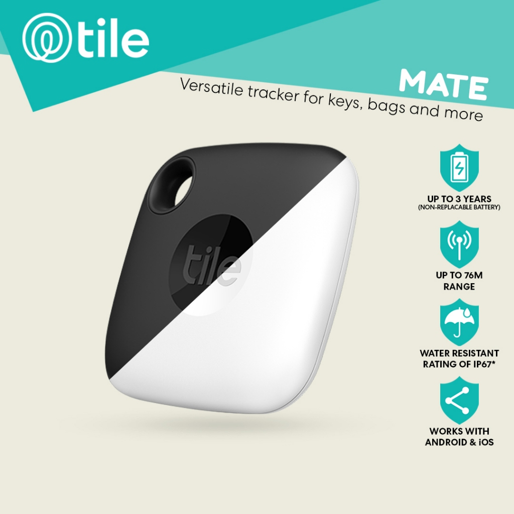 Tile MATE | 1-PACK | BLACK/WHITE | Bluetooth Tracker | Keys Finder and ...