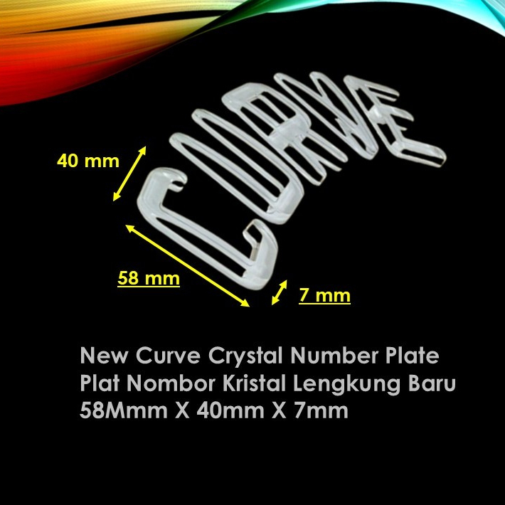 CURVE CRYSTAL NUMBER PLATE H9/PLAT NOMBOR KRISTAL LENGKUNG H9 ( 58mm X ...