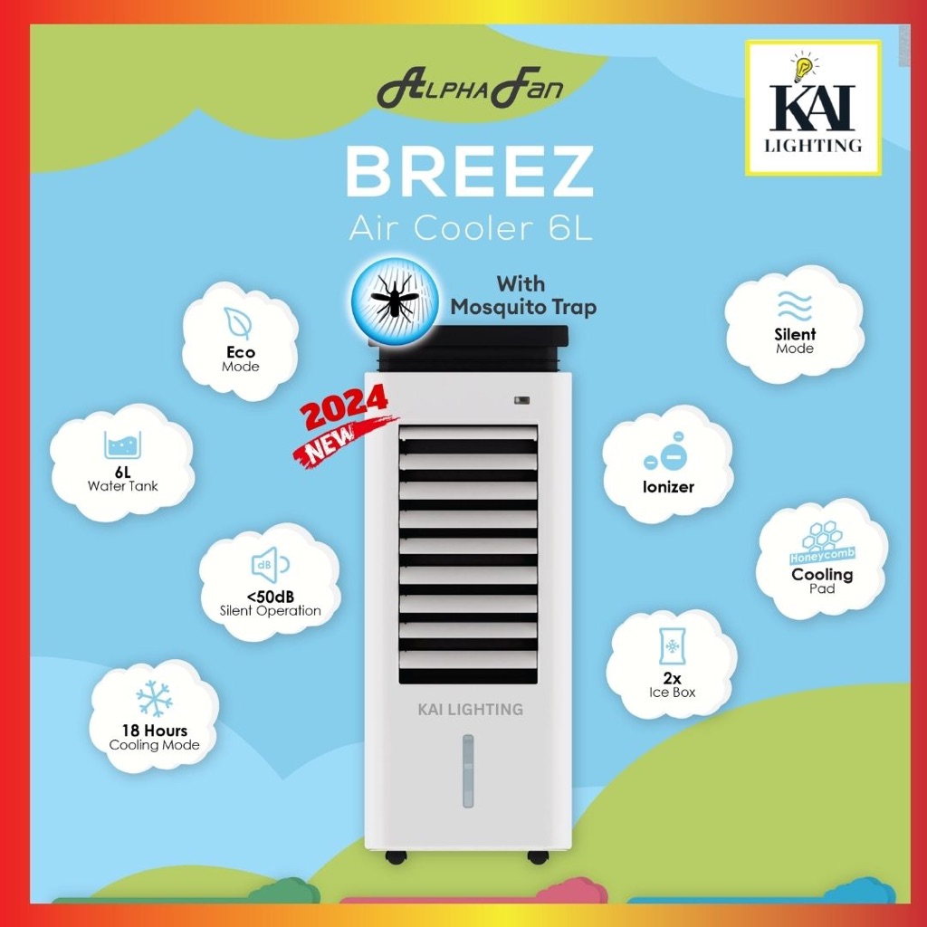(Sirim) ALPHA BREEZ Air Cooler Fan 6L 7L Filter Auto Swing Remote ...