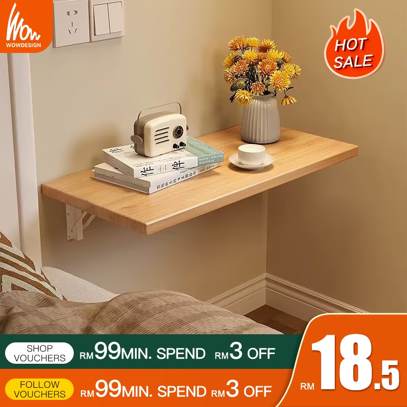 Foldable Table With Bracket Bedside Table Meja Lipat Wall Mounted ...