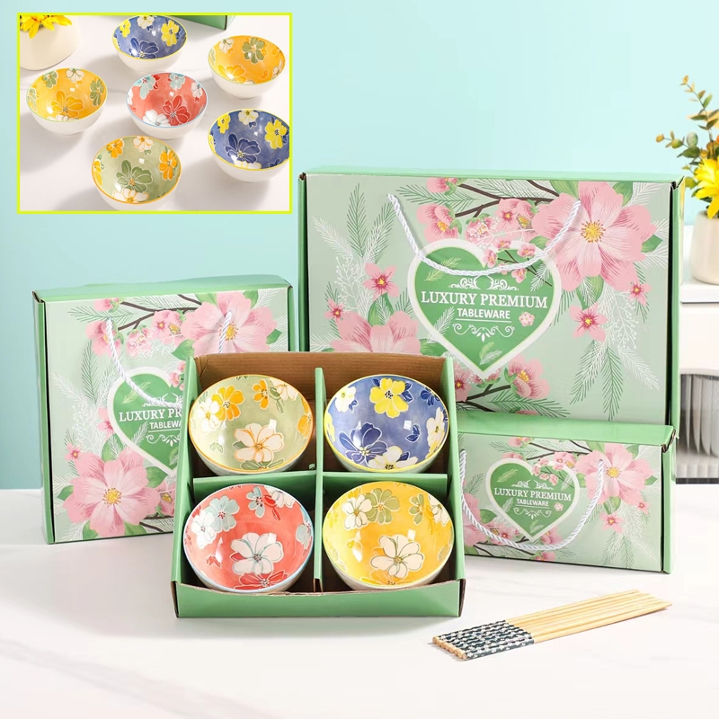 Gift Set bud pattern Rice Bowl Porcelain Bowl Ceramic Bowl Soup Bowl ...
