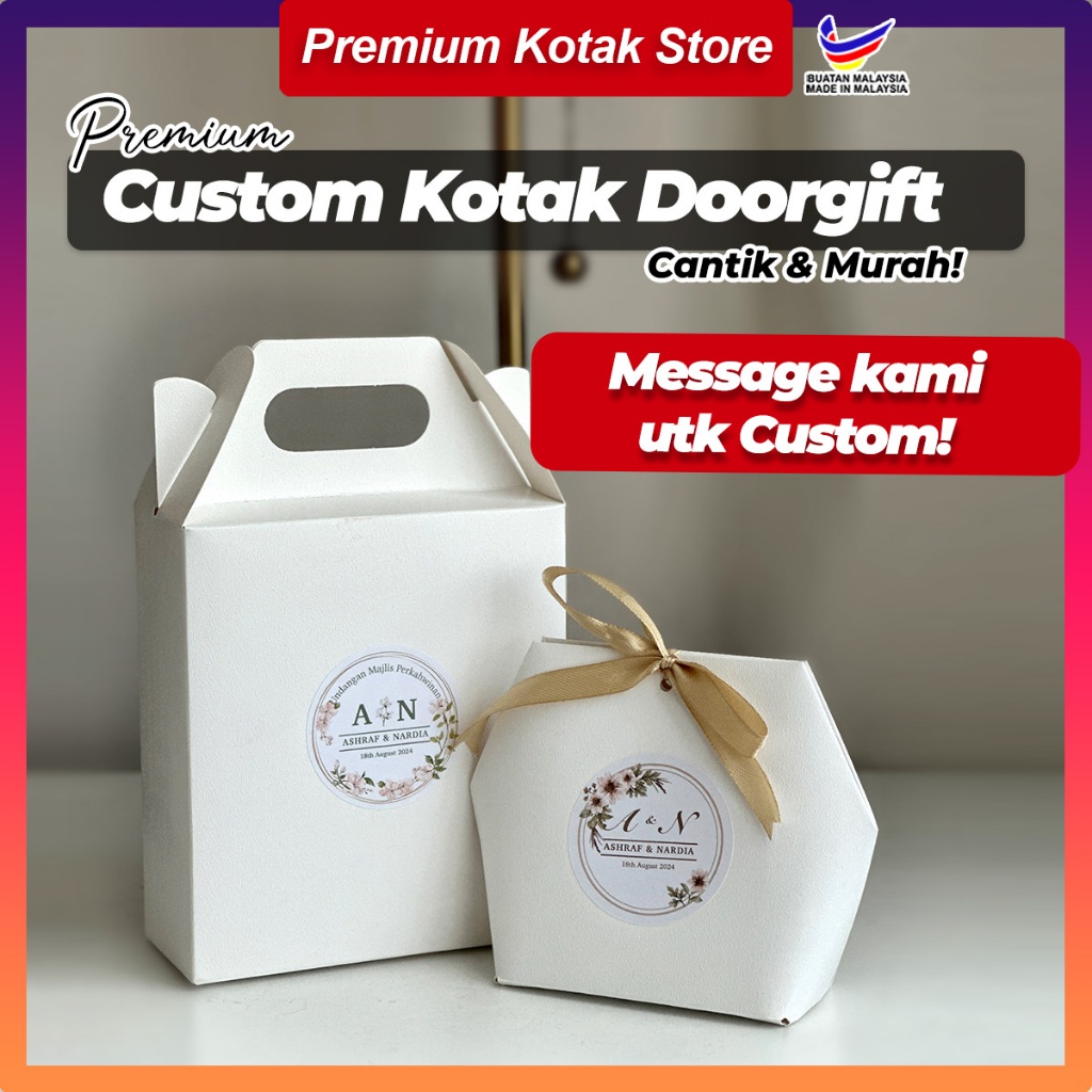 YJL Custom Kotak Doorgift Kahwin Nama Tarikh Label Sticker Box ...