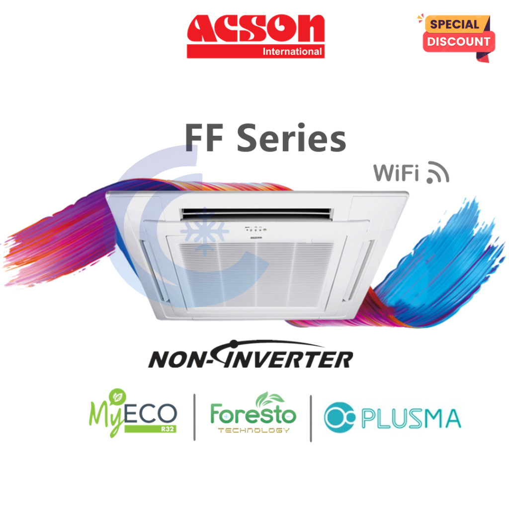 ACSON 2HP ~ 3HP Ceiling Cassette Air Cond R32 WIFI A3CK20FF A3CK25FF A3CK30FF Non Inverter ...