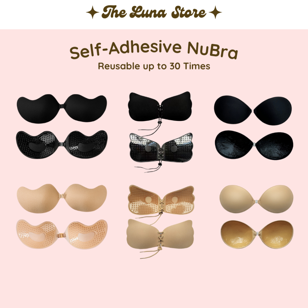 THE LUNA STORE | High Quality Stick-On Bra Strapless Bra NuBra Wing Shape Mango Shape Front ...