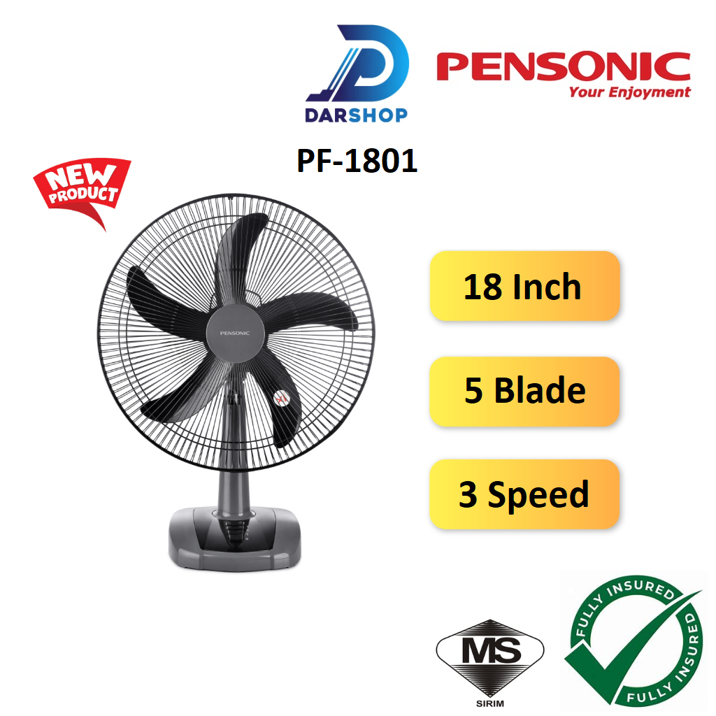 Pensonic Table Fan 18" 5 Blades 3 Speeds 18 Inch Desk Fan Kipas Meja Besar PF-1801 | Shopee Malaysia