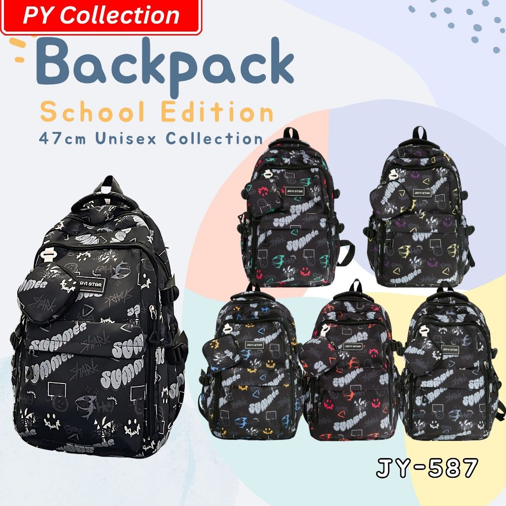 JY-587 / 47CM UNISEX DESIGN Korea Backpack High Quality Beg Sekolah ...