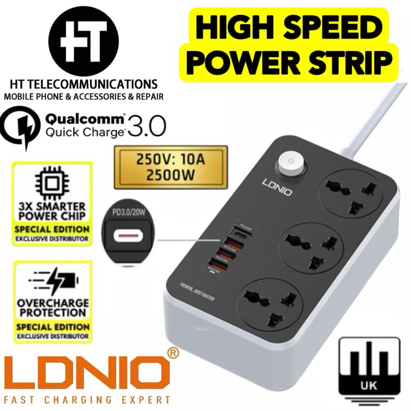 LDNIO SC3412 38W PD20W Power Strip 2-Meter Wall Extension Plug Cord ...
