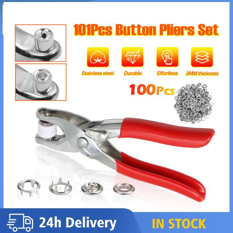101pcs Snap Button Plier Metal Snap Button Set Five-Claw Snap Button ...