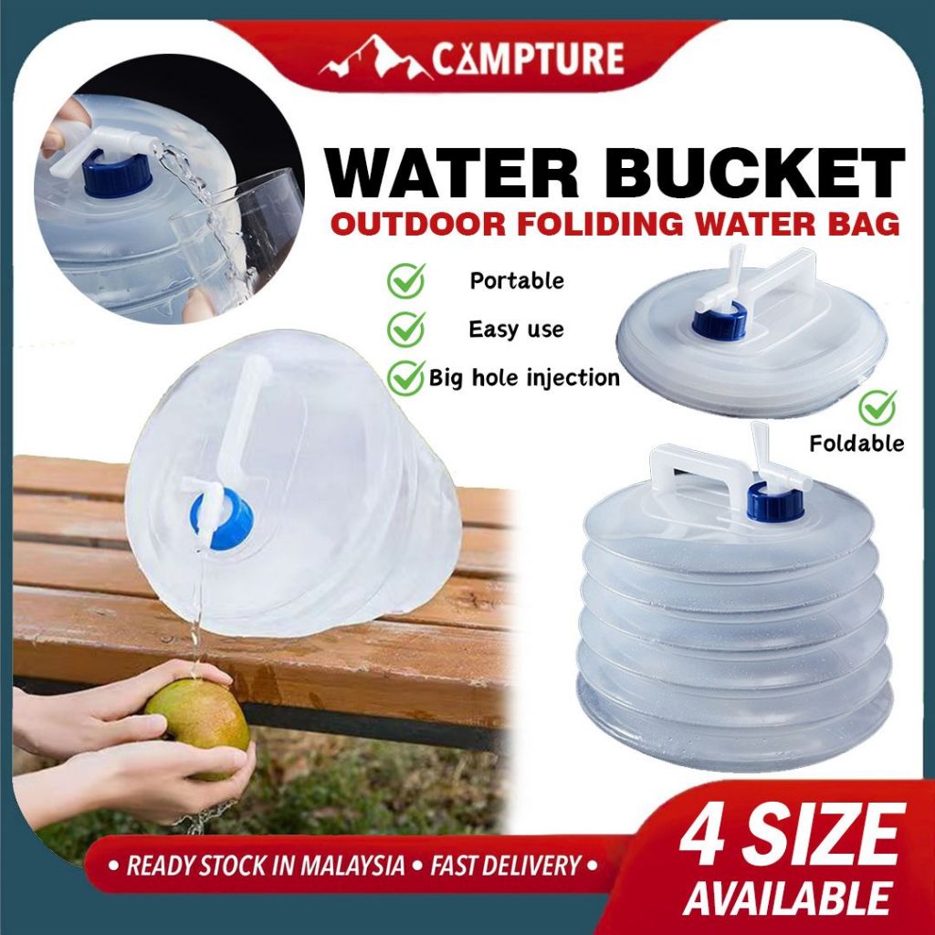 【CAMPTURE】Foldable Water Container 15L Collapsible Water Bag Portable Water Storage Bucket ...