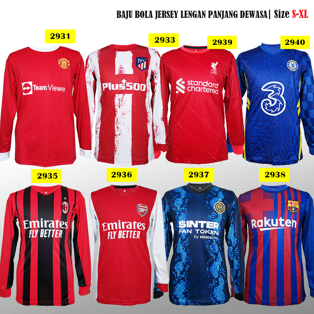 Unisex LONG SLEEVE SWEATSHIRT Baju BOLA DEWASA Jersey Design Printed ...