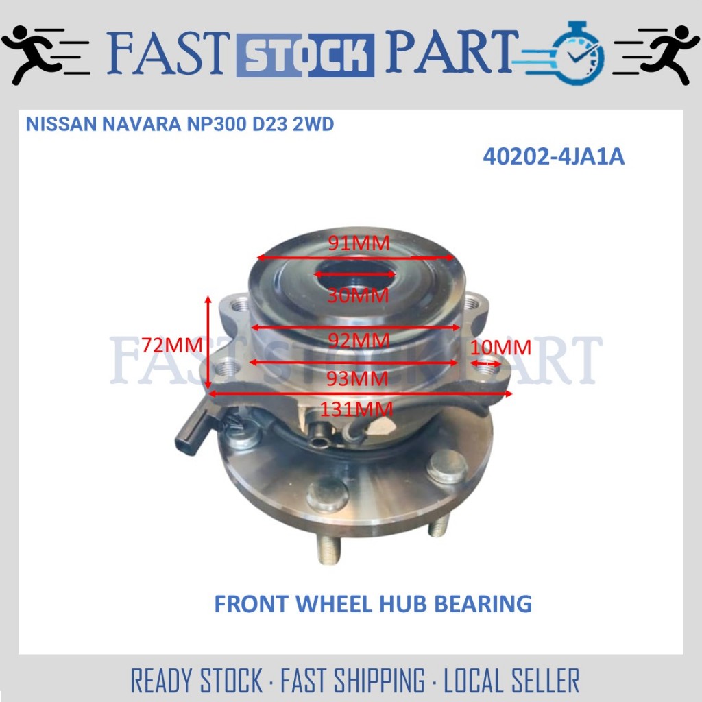 1PC FRONT WHEEL HUB BEARING - 40202-4JA1A NISSAN NAVARA NP300 D23 2WD ...