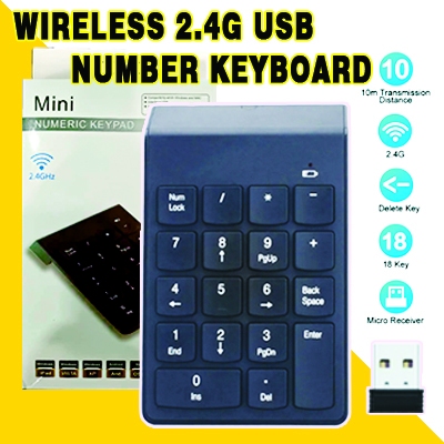Wireless Numeric Keypad 2.4GHz Number Keyboard Number pad for Laptop ...