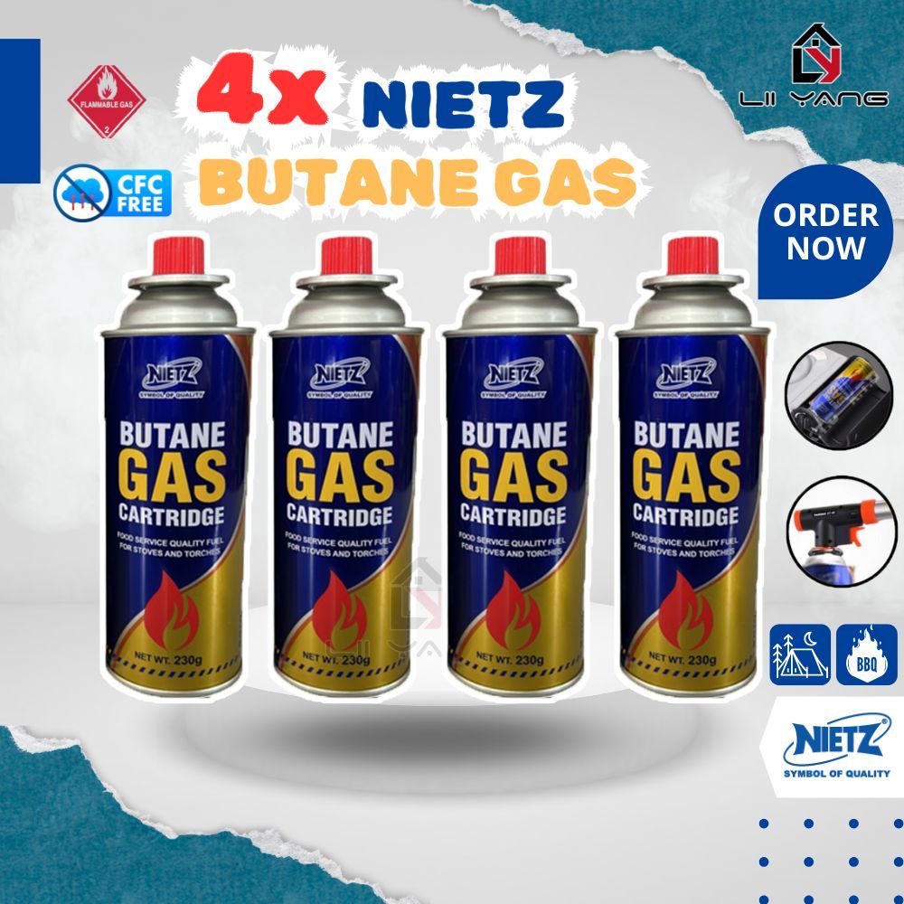 4pcs NIETZ Butane Gas Cartridge 230G Torch Refill Gas Tin Camping Gas ...