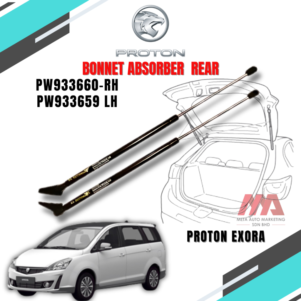 PROTON EXORA REAR BOOT BONNET DAMPER ABSORBER (PW933660 RH) (PW933659 ...