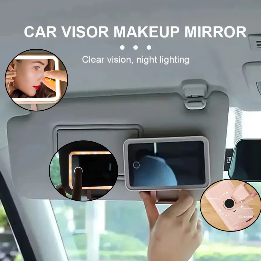 Car Sun Shade Visor Mirror LED Makeup Mirror Adjustable Universal ...