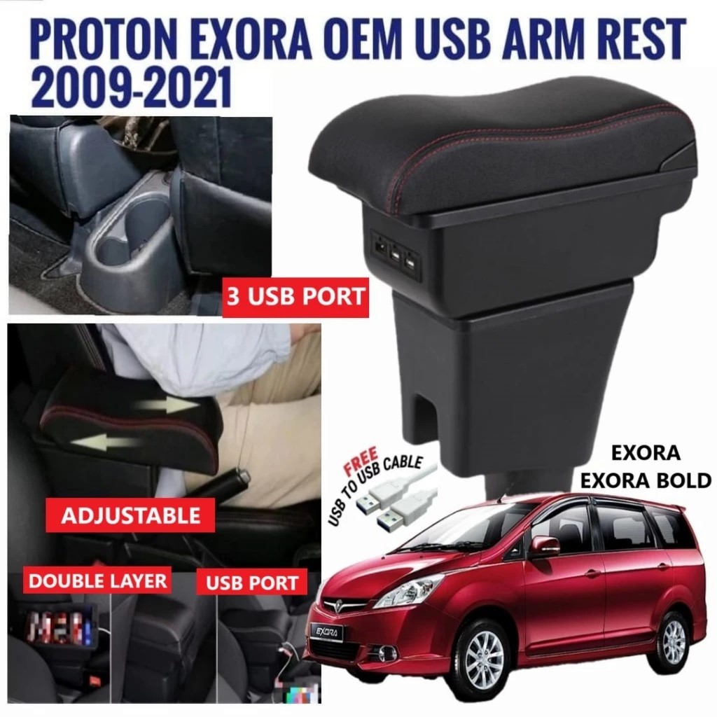 Car Armrest USB Exora Arm Rest Console Box Seat Organizer Storage Drink ...