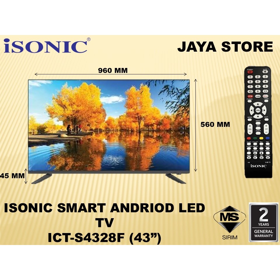 Isonic 43" Frameless Smart Andriod Full Hd Led Tv ICT-S4328F (Foc Hdmi ...