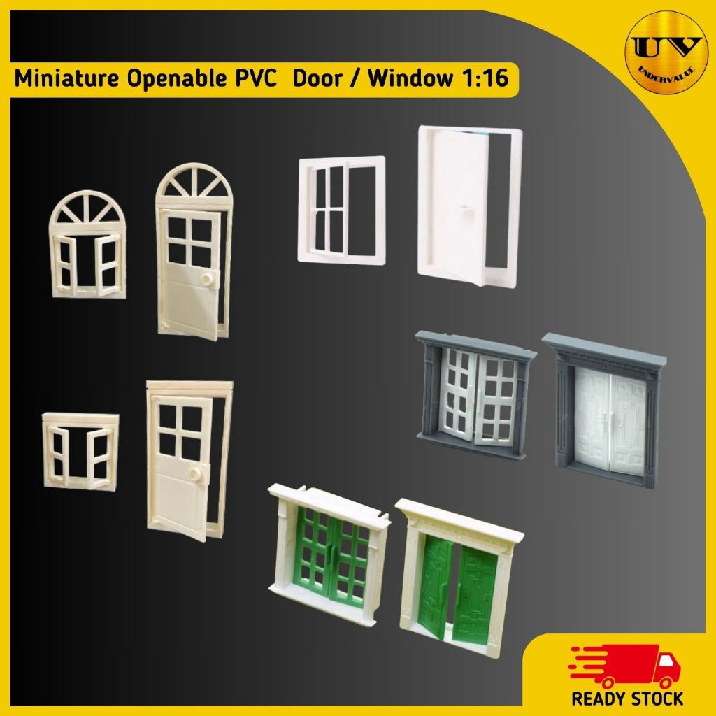 Miniature Openable PVC Door and Window 1:16 doll house Architecture ...