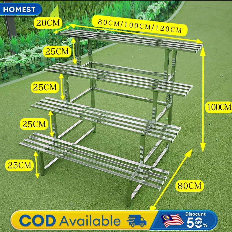 Outdoor Stainless Steel Flower Rack Pots & Planters Rak Pasu Bunga Rak ...