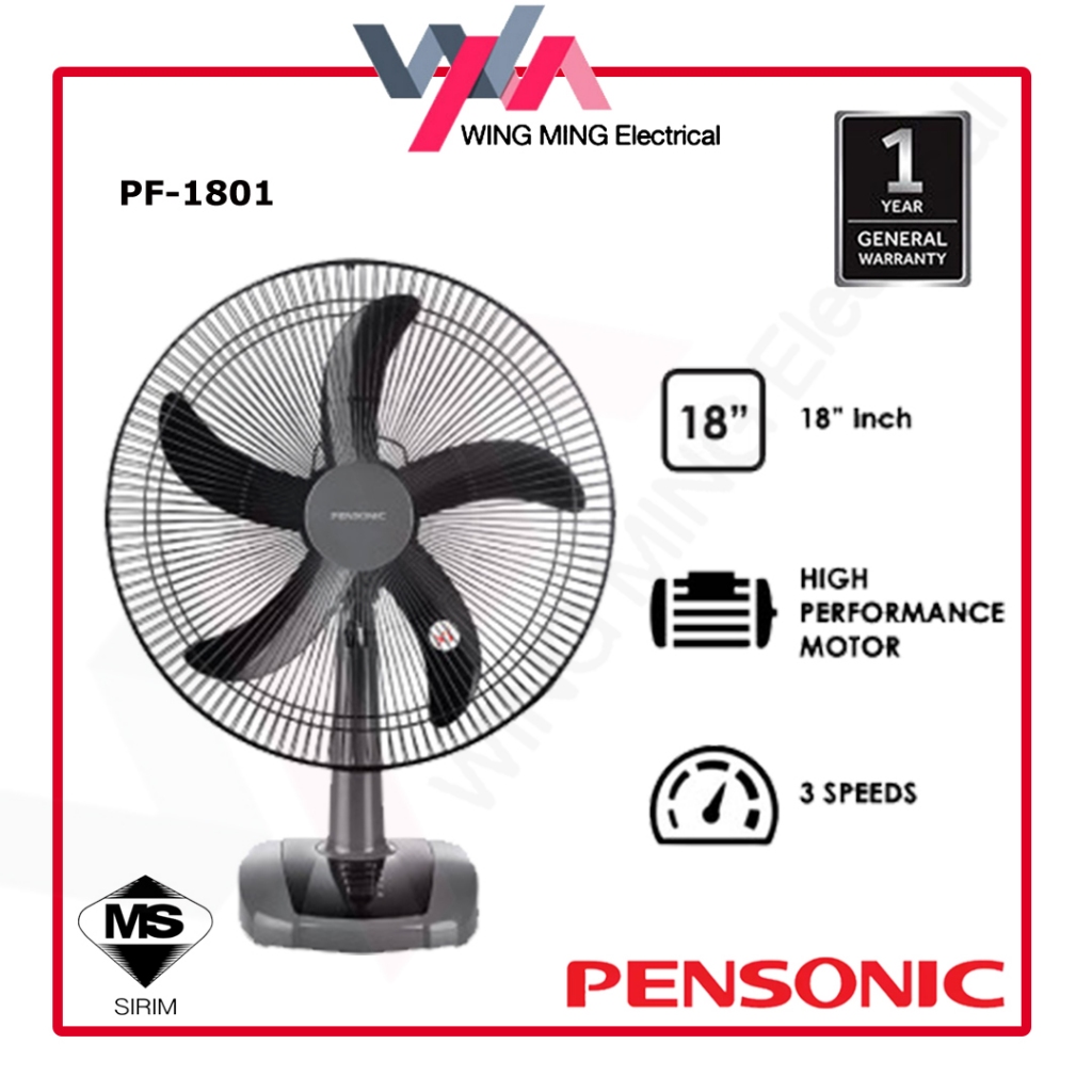 Pensonic 3 Speed Table Fan 5 Blade (18 Inch) PF-1801 5 Blade PF1801 ...