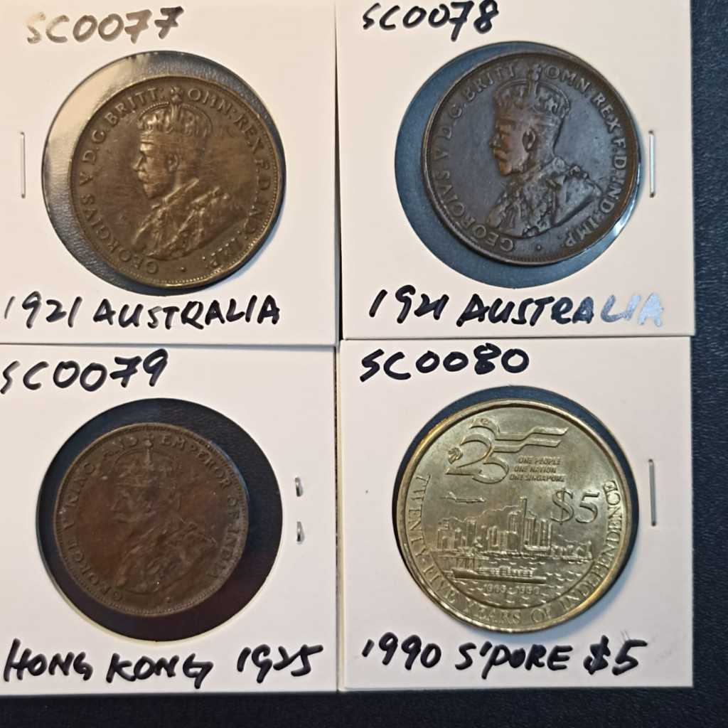 Oversea Coin Series 1921 Australia 1 Penny 1925 Hong Kong 1 Cents ...