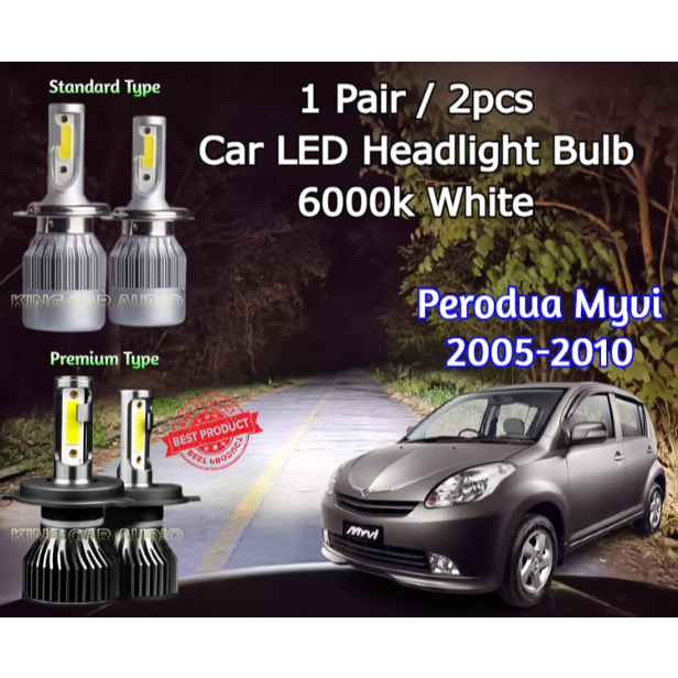 For Perodua Myvi 2005-2010~ 1 Pair LED Bulb 6000K White Car Headlight ...