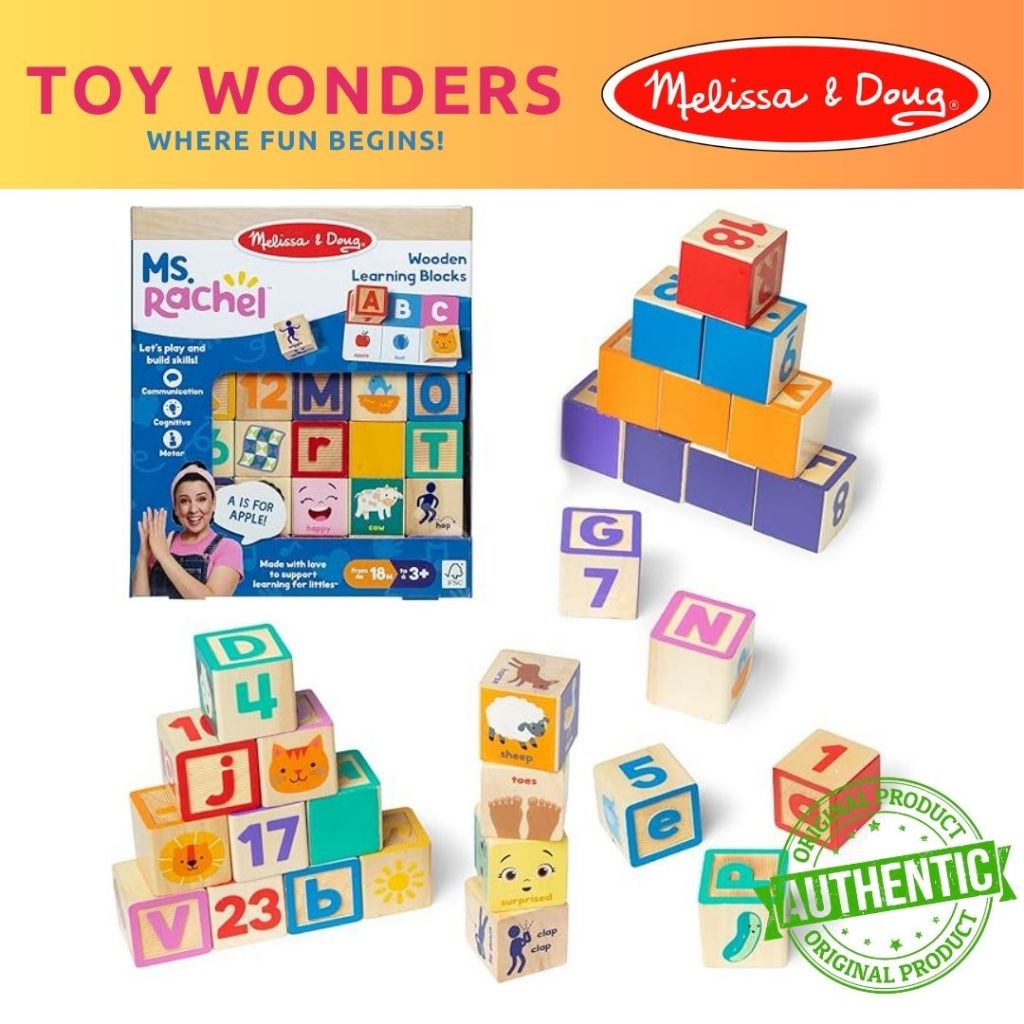 Ms. Rachel Melissa & Doug Wooden Learning Blocks with Activity Cards ...