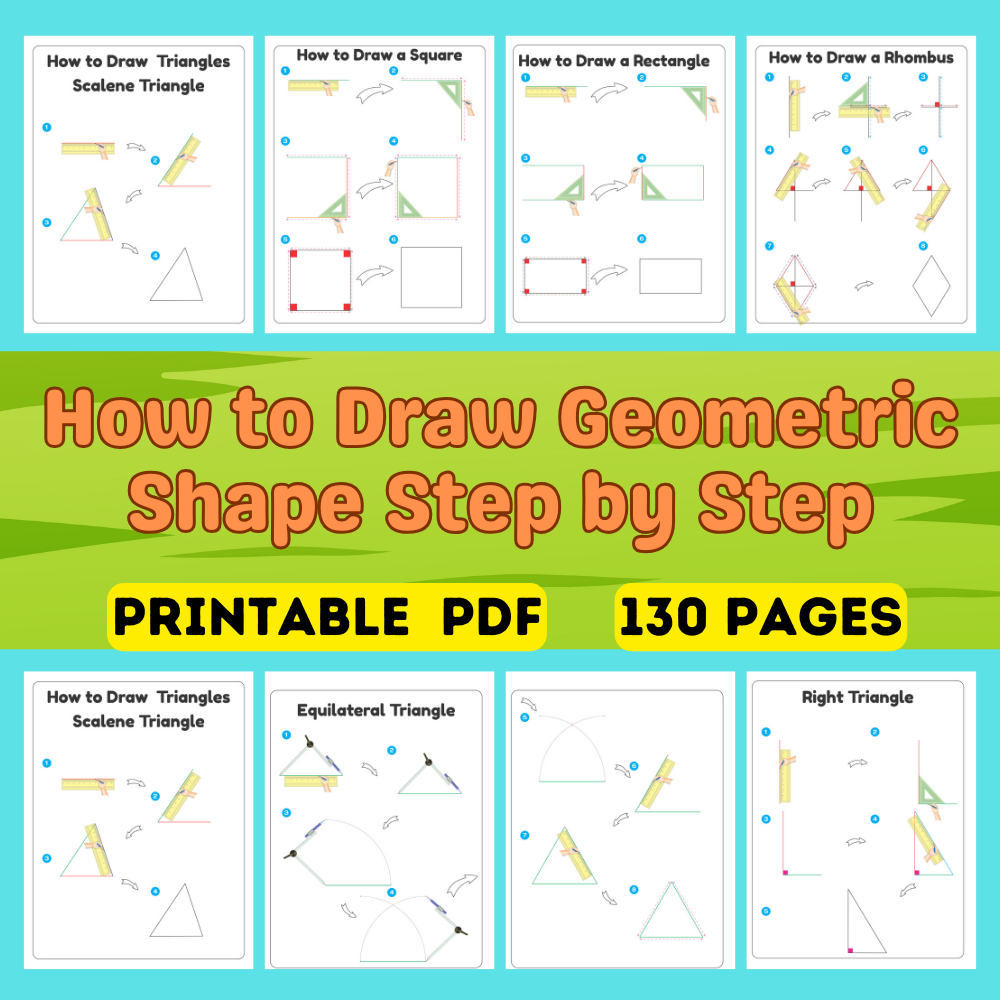 Bahan Bantu Mengajar | How to Draw Geometric Shape Step by Step | Kids Learning Printable ...