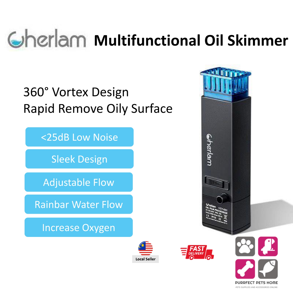 Cherlam Silent Multifunctional Aquarium Oil Skimmer Vortex Design ...
