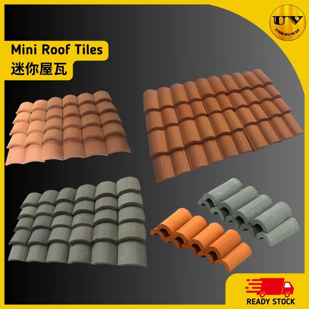 Mini Roof tile Mini Brick Red Grey Miniature construction DIY batu bata ...