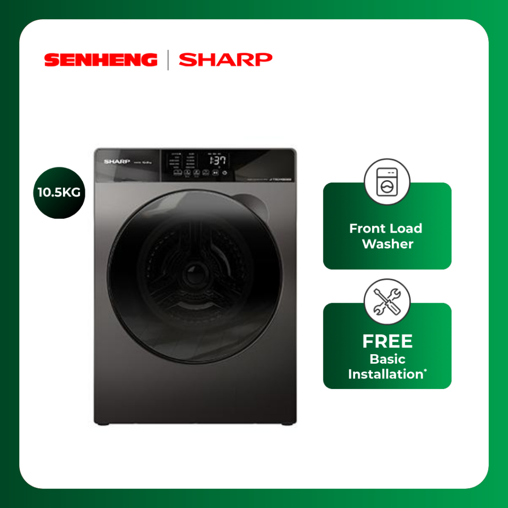 Sharp 10.5kg Front Load Washing Machine ESFK1054SMG | Shopee Malaysia