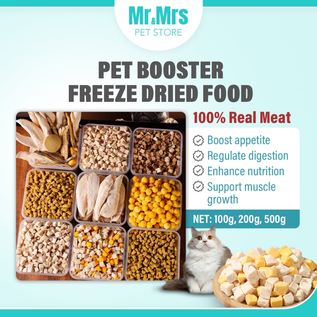 (500g) Freeze Dried Booster Cat Dog Treats Chicken Salmon Tuna Beef Egg ...