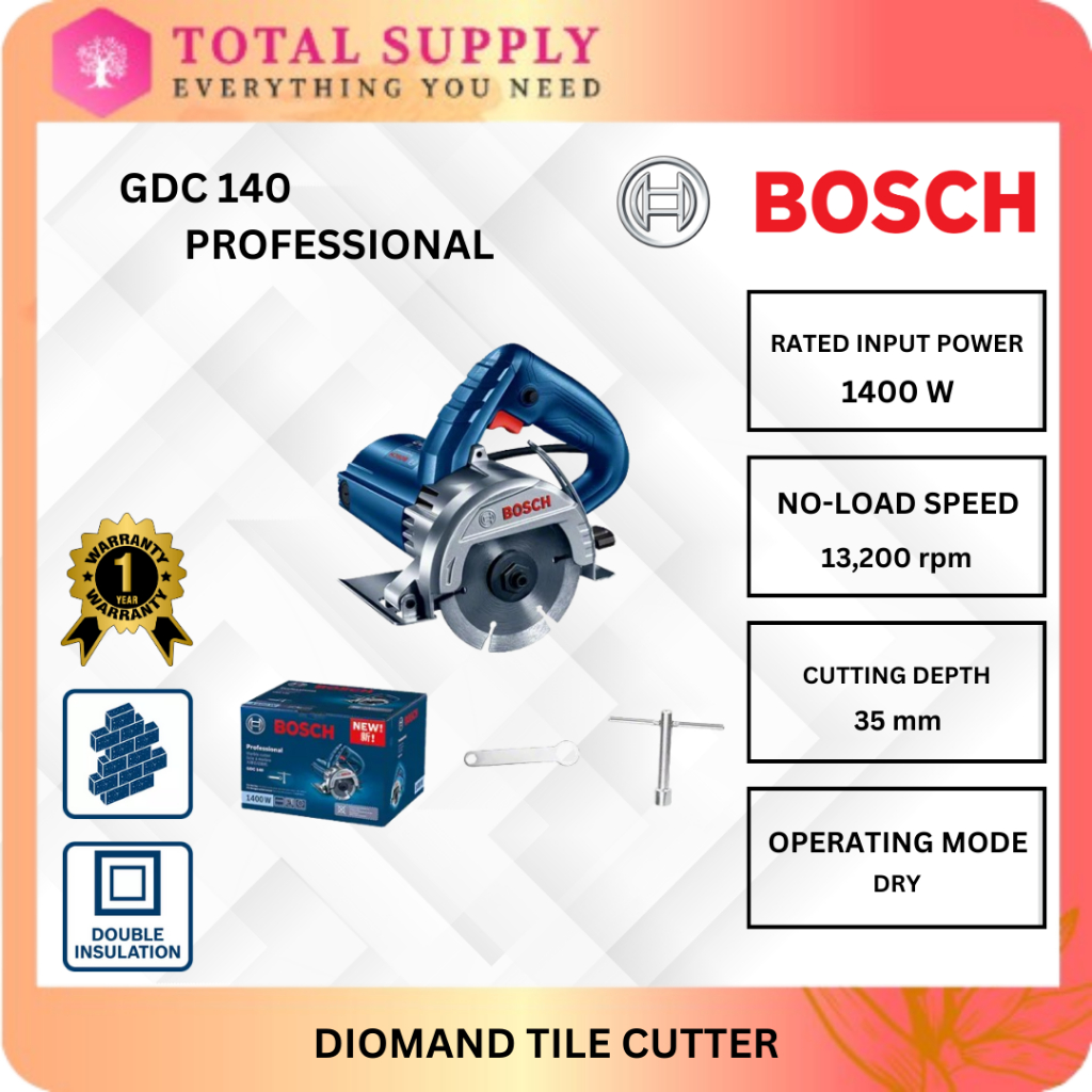 BOSCH GDC 140 ( GDC140 ) PROFESSIONAL CORDED MARBLE CUTTER SAW / DIAMOND CUTTER / CONCRETE ...