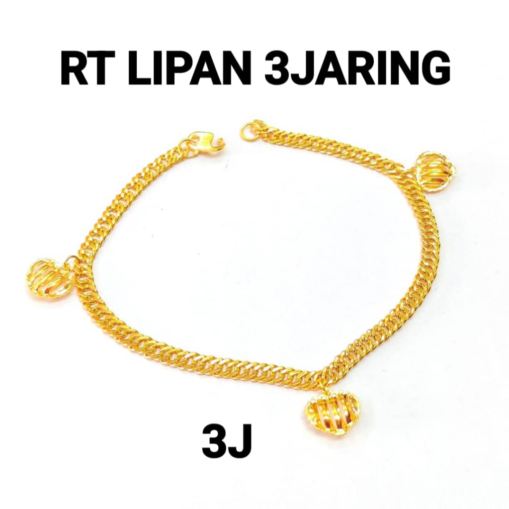 Wing Sing Gelang Rantai Tangan Lipan Gantung Love Jaring Emas 916 Gold ...
