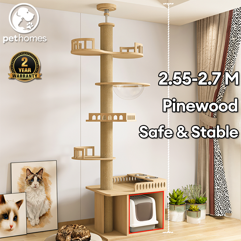 Pinewood Cat Tree Premium Large Cat Tree House Cat Condo Bed Scratcher ...