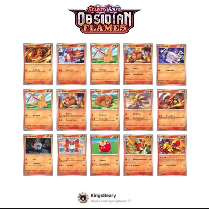 Obsidian Flames | Fire Pokemon Common / Uncommon | Pokemon TCG ...