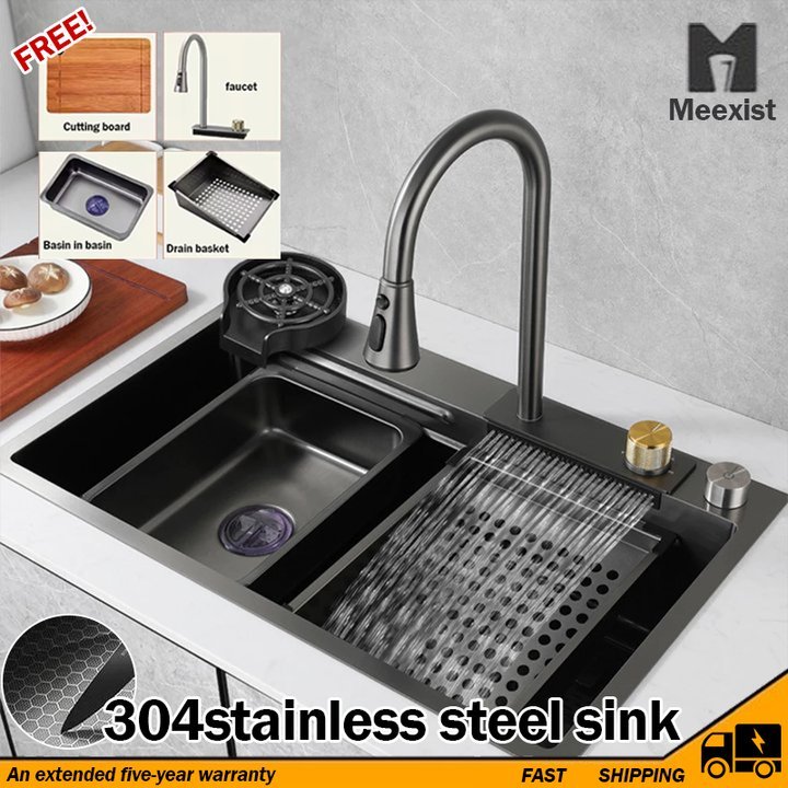 304 Stainless Sinki Dapur Multifunction Worksta Handmade Kitchen Sink ...